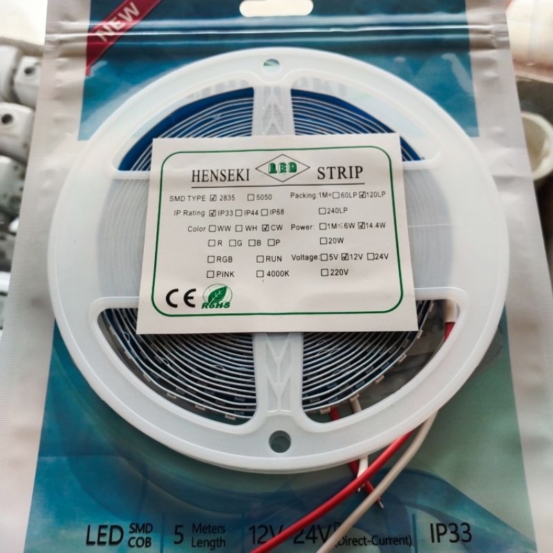 Jual HENSEKI LED STRIP MATA RAPAT 2835 120LED/M 5M IP33 COOL WHITE ...