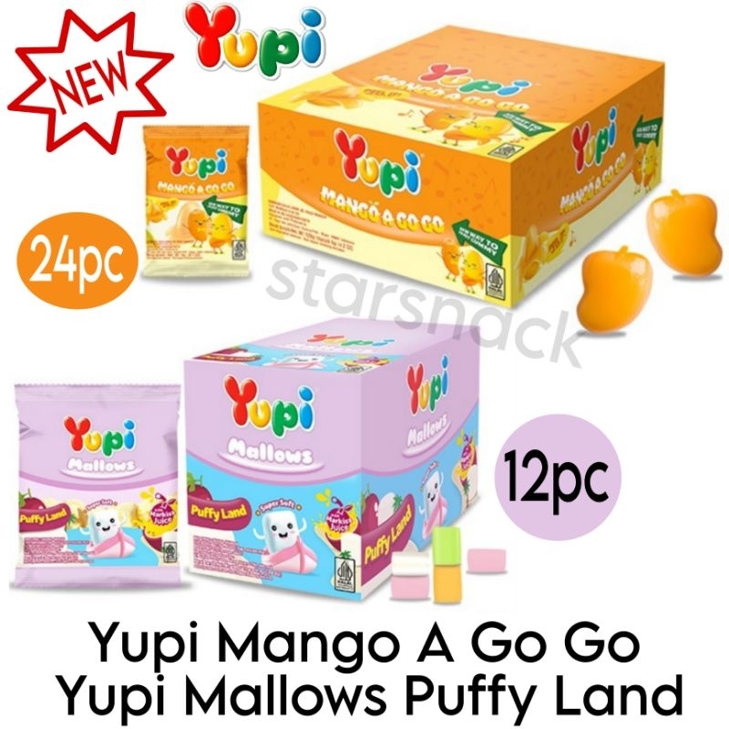Jual Yupi Mango A go go Mallows puffy land permen | Shopee Indonesia