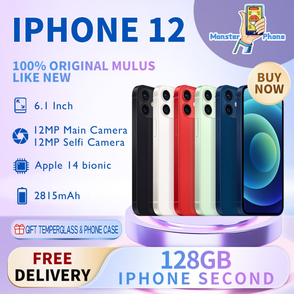 Jual iPhone 12 128GB Second Original100% Fullset 5G INTER OLED-Original All Sim Mulus Normal ...