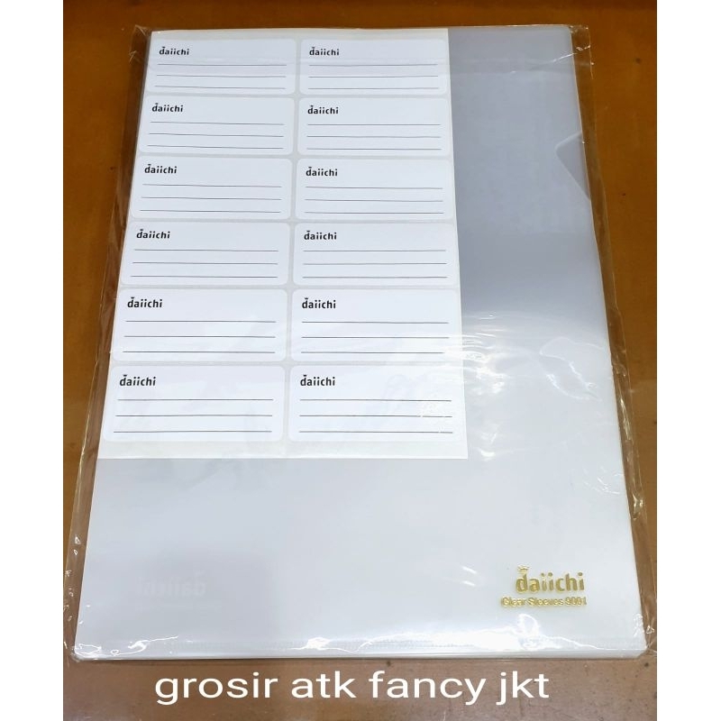 Jual ( 50 lusin ) Map L Daichi Bening / Clear Sleeves Transparan A4 FO ...