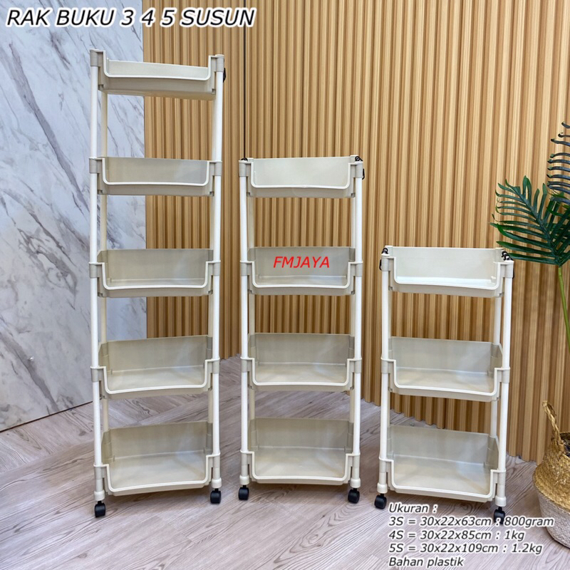 Jual RAK BUKU 5 - 4 - 3 SUSUN || RAK BUKU PORTABLE + RODA || RAK ...