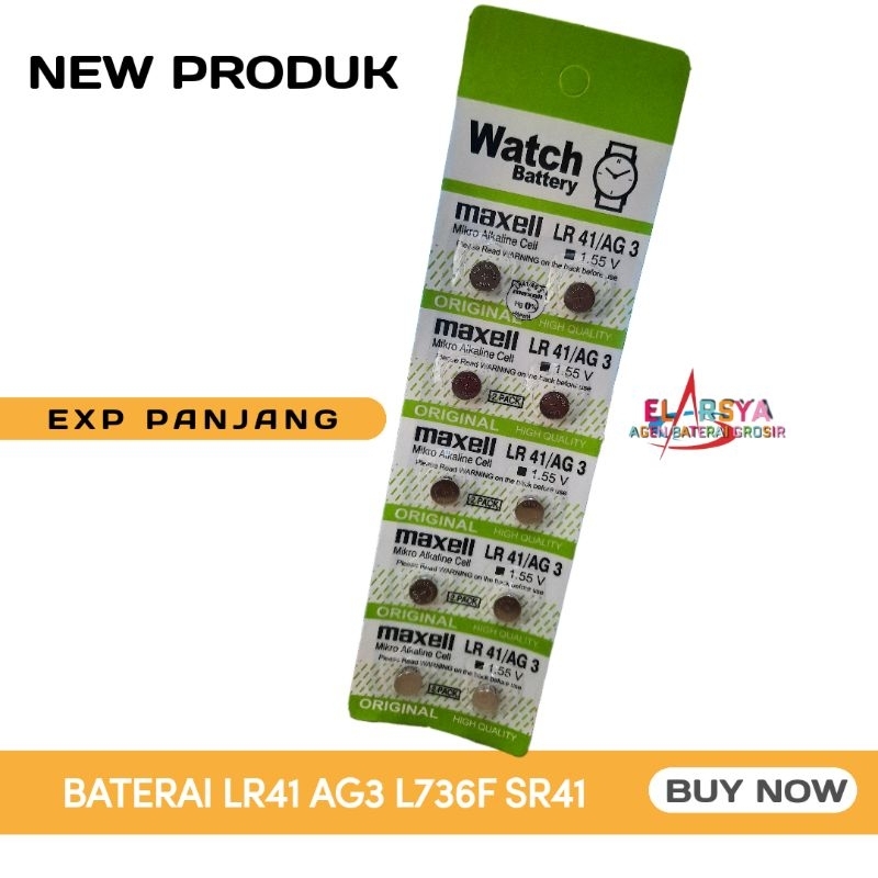 Jual Baterai maxell LR41 lembaran / batre LR41 SR41 AG3 battery AG3 / Batrai maxell LR41 AG3 isi ...