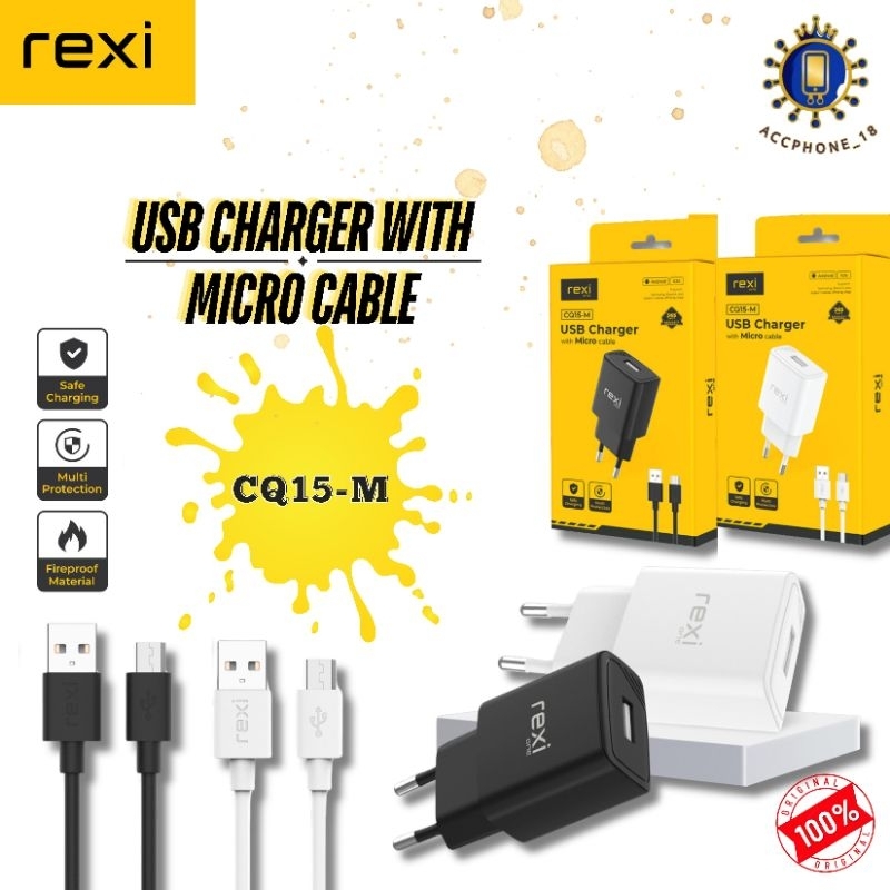 Jual CQ15-M REXI usb charger micro cable safe charging 1.5A mAx ...