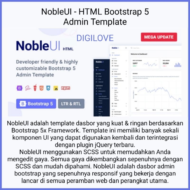Jual NobleUI - HTML Bootstrap 5 Admin Template | Shopee Indonesia