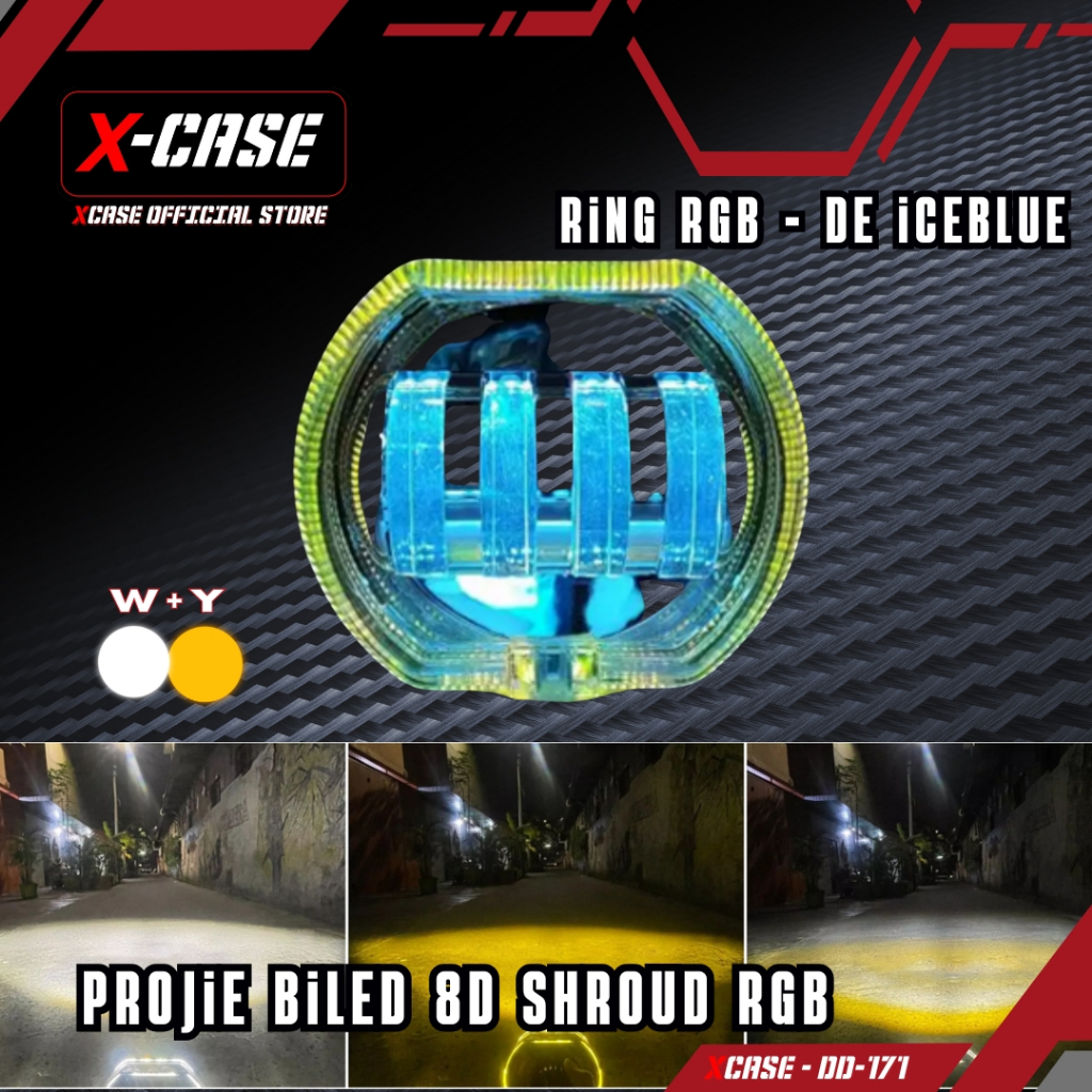 Jual X- CASE LAMPU BILED PROJIE RGB SHROUD 4 LENSA 8D 4.5 INCH ANGEL ...