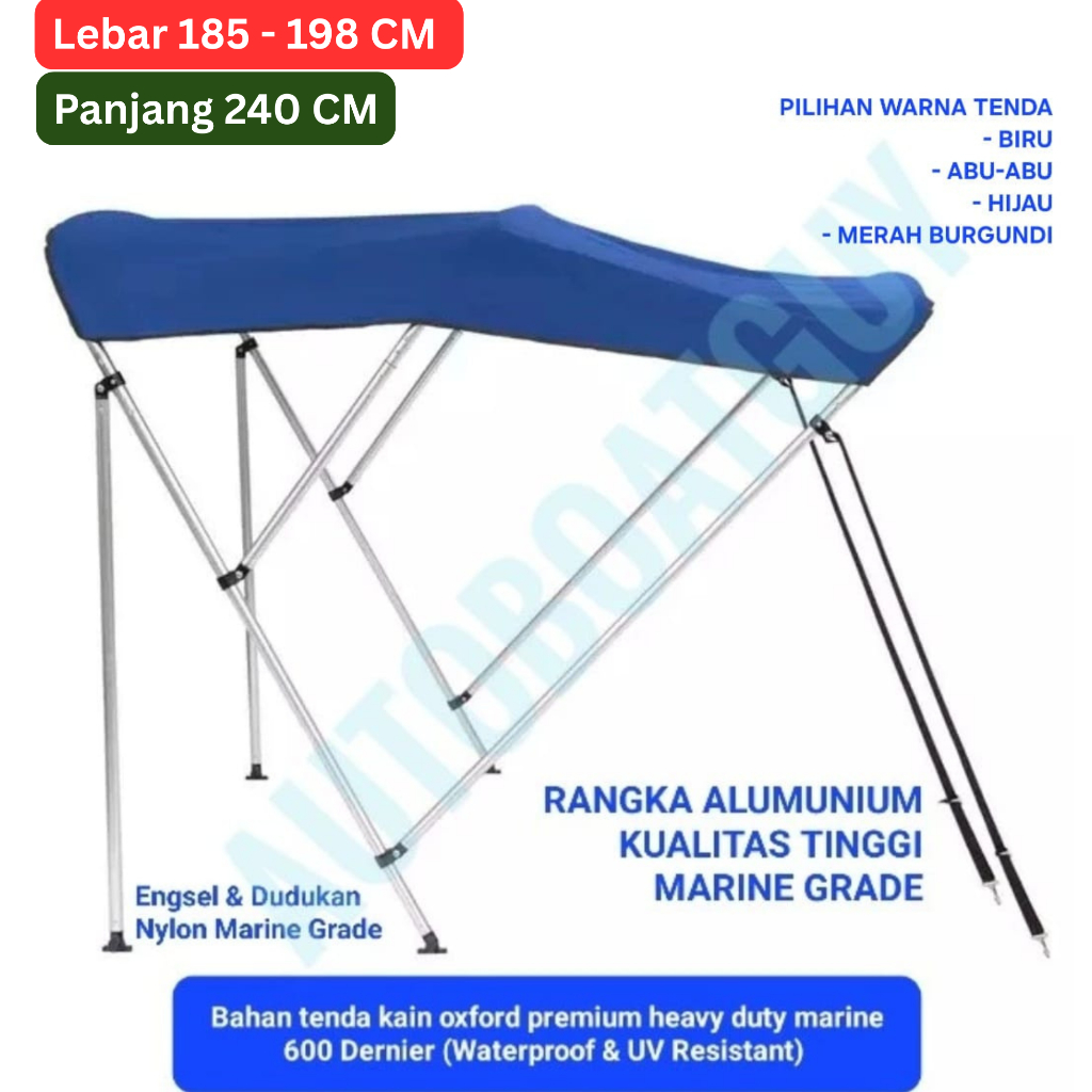 Jual Bimini Top Lebar 185-198 CM Panjang 240 CM / Tenda Kapal ...