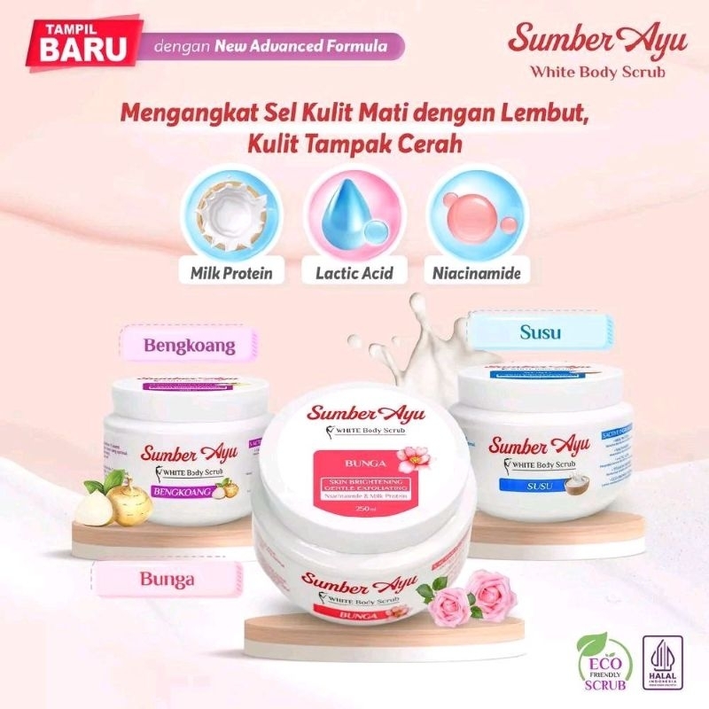 Jual Sumber Ayu White Body Scrub 250 ml varian Bunga , Bengkoang dan ...