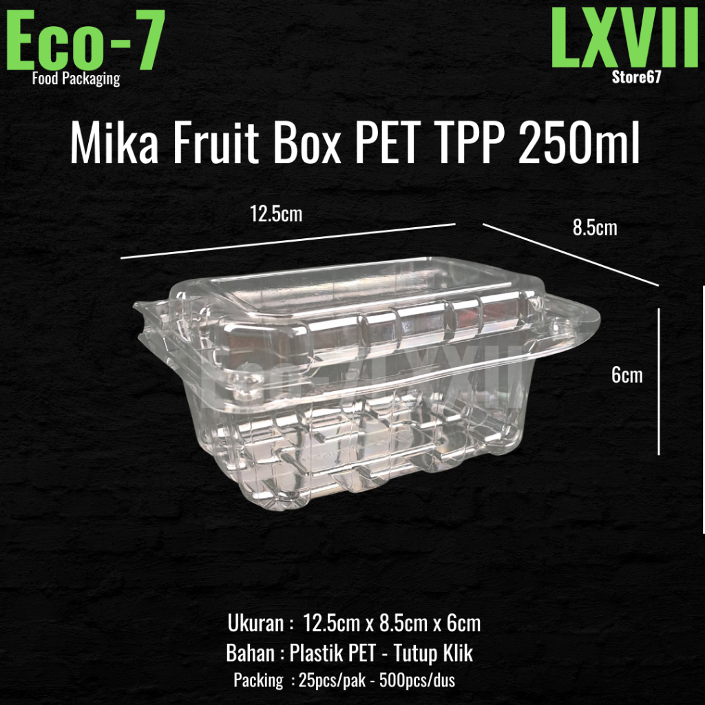 Jual Kotak Mika Box Persegi 250ml , Mika Box Buah, Food Box , Fruit Box ...