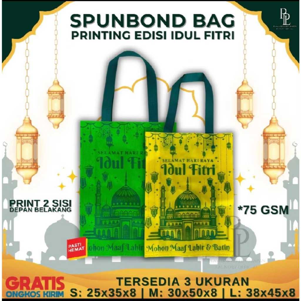 Jual Tas Spunbond Lebaran Tas hampers Hari Raya Idul Fitri 30x40cm Goodie Bag 1 (LUSIN) Isi ...