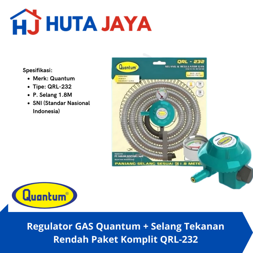 Jual ⁠Regulator GAS Quantum + Selang Paket Komplit QRL-232 3pcs ...