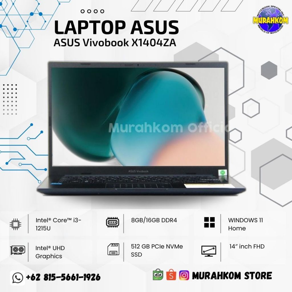 Jual ASUS VIVOBOOK X1404ZA Gen 12 CORE i3-1215U 8GB 512GB 14"FHD WIN 11 ...