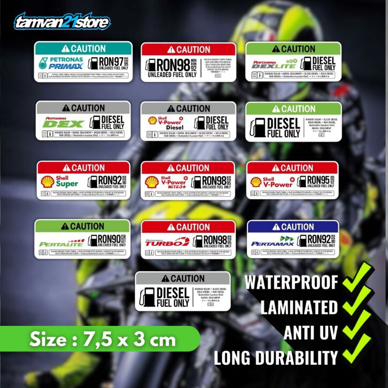 Jual STICKER WARNING BENSIN STICKER UNLEADED FUEL ONLY SHELL SUPER ...