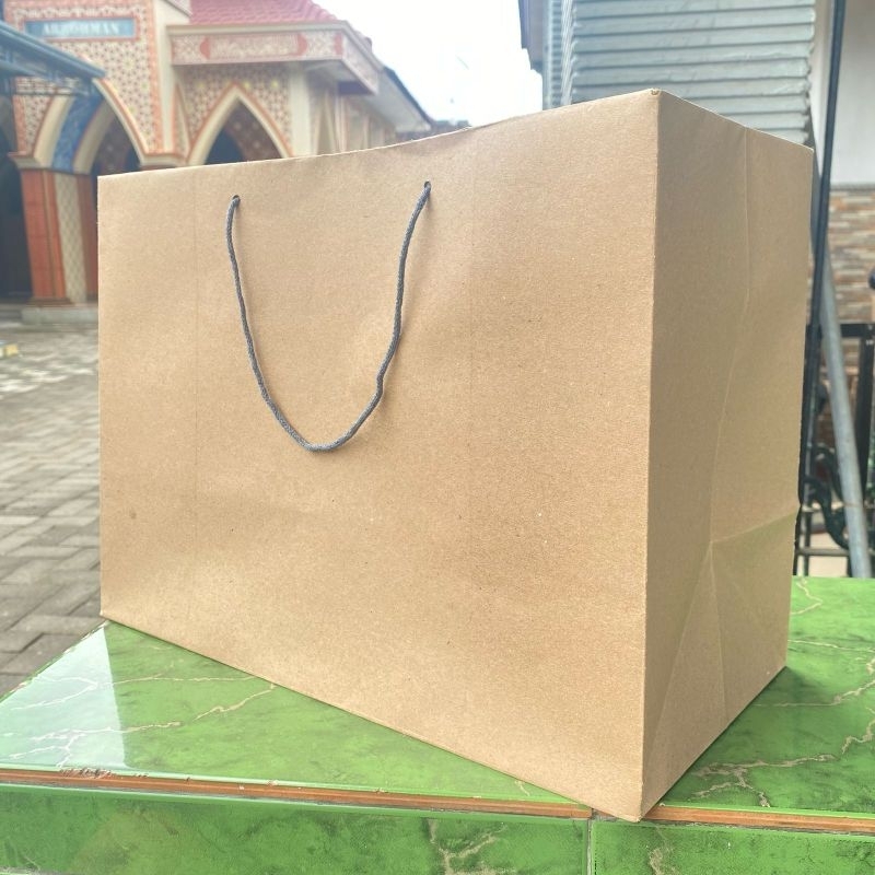 Jual Paper bag polos coklat 37x17x27 (paket 12pcs) Paperbag coklat ...