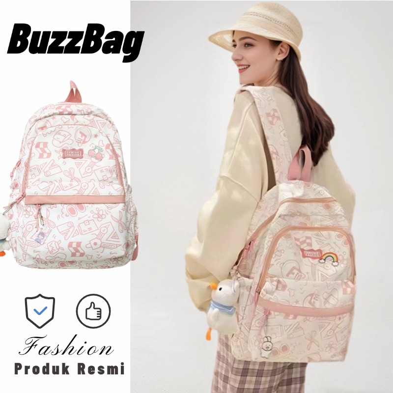 Jual BUZZBAG - Tas sekolah pink aesthetic school bag aesthetic tas ...
