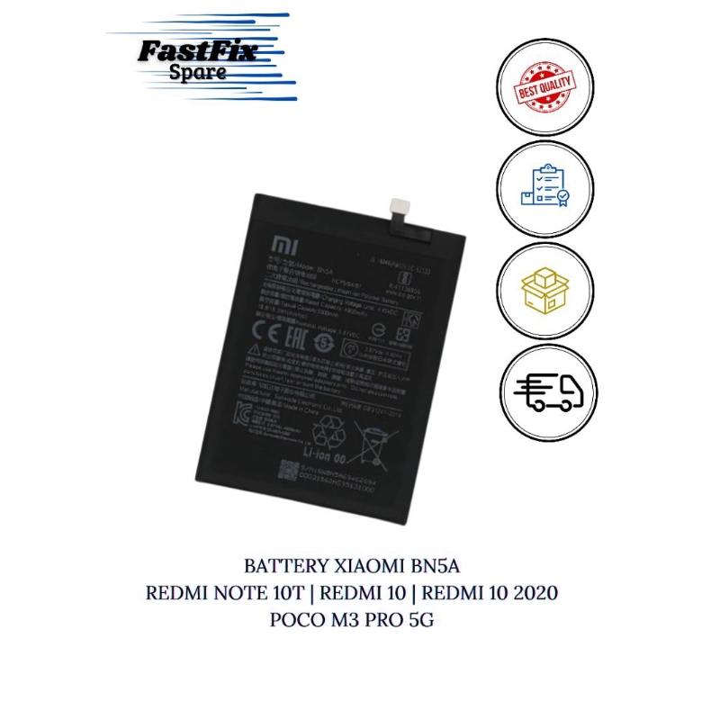 Jual BATTERY XIAOMI BN5A FOR REDMI NOTE 10T | REDMI 10 | POCO M3 PRO 5G ...