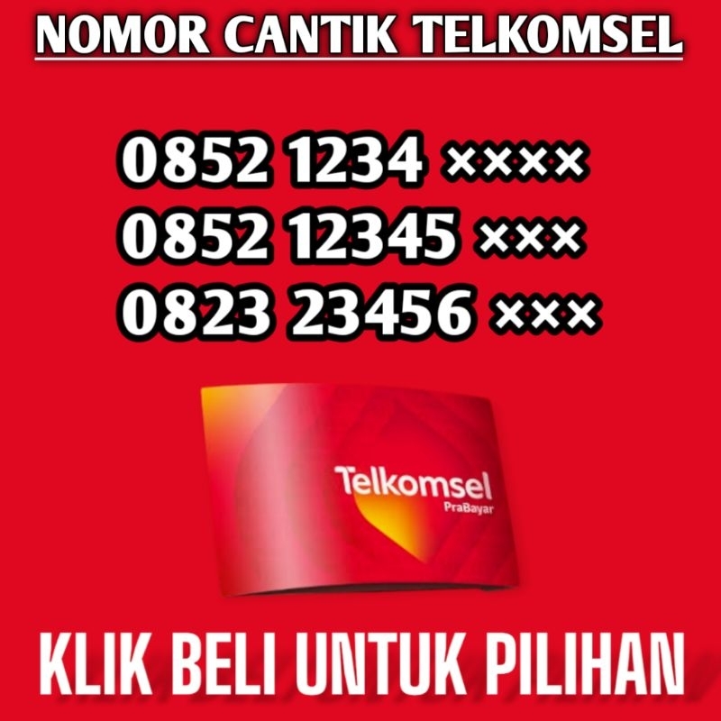 Jual NOMOR CANTIK TELKOMSEL NOMOR CANTIK SERI NAIK 1234 MURAH SUPPORT 5G | Shopee Indonesia