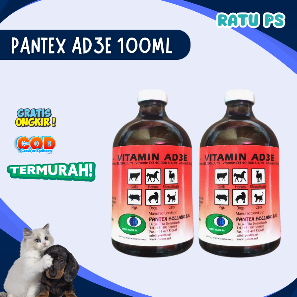 Jual Vitamin AD3E Holland - Vitamin AD3E Injeksi - Pantex Holland AD3E ...
