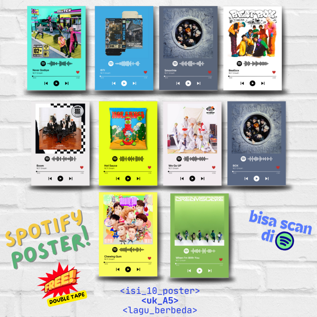 Jual CUSTOM SPOTIFY POSTER A5 ISI 10 POSTER LAGU | Shopee Indonesia