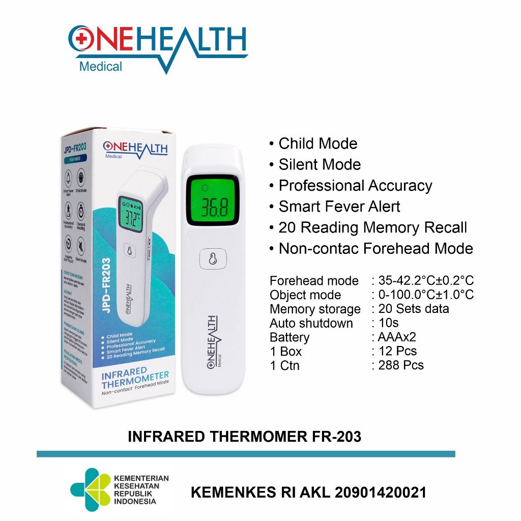 Jual Onehealth Infrared Thermometer JPD-FR203 - Termometer Infrared ...