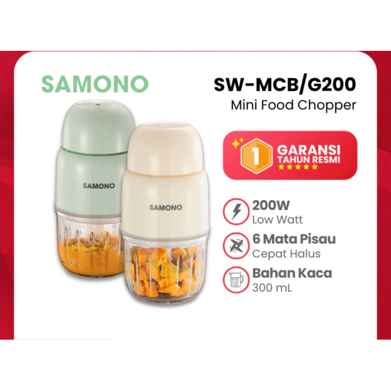Jual Samono mini food chopper SW-MCG200 / MCB200 / Blender MPASI 300ml ...