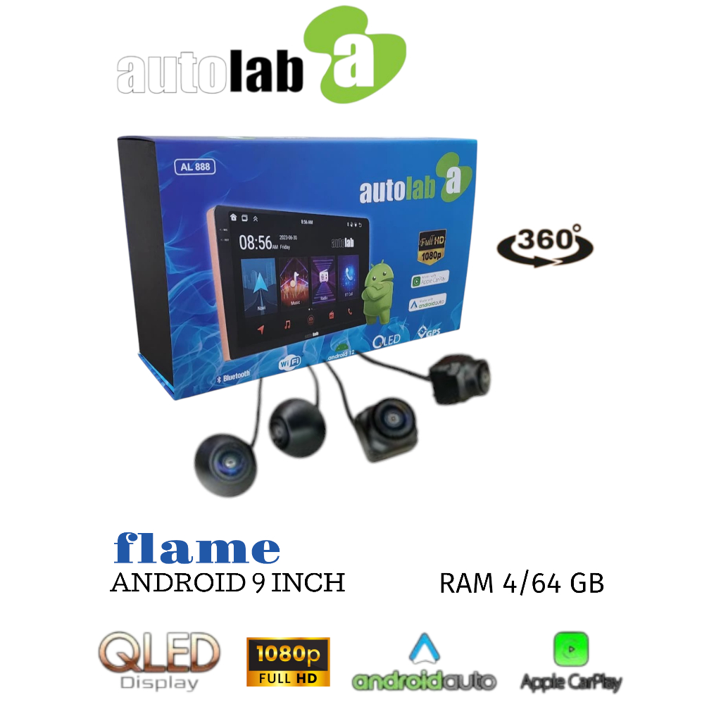 Jual HEAD UNIT ANDROID AUTOLAB FLAME 9 INCH RAM 4/64GB ANDROID AUTO CARPLAY SUPPORT CAMERA 360 ...