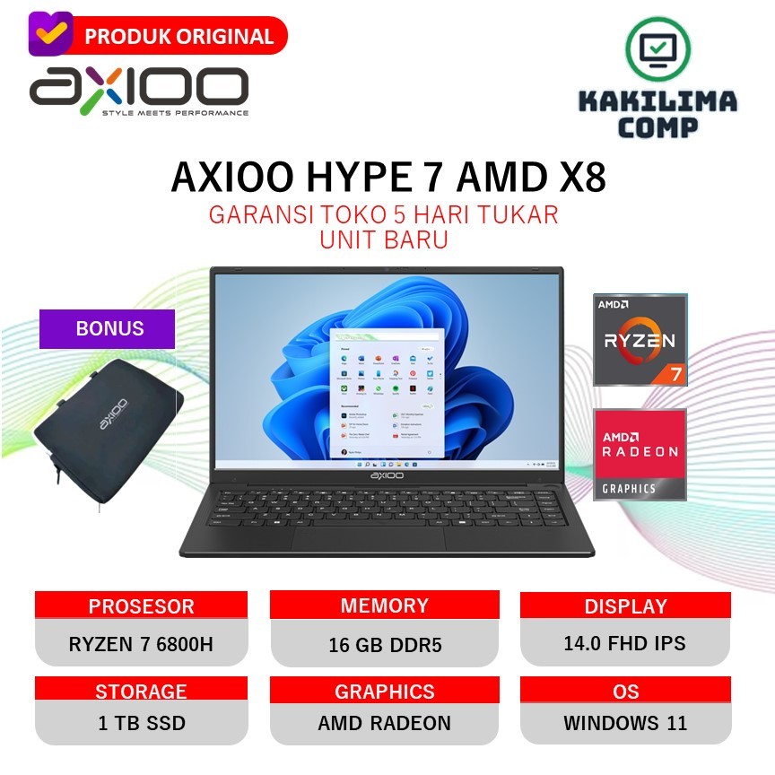 Jual Laptop GAMING Axioo Hype 7 X8 Ryzen 7 6800H ram 16GB DDR5 1TB ssd ...