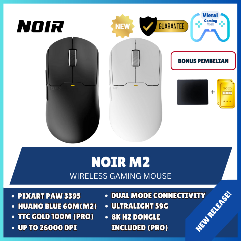 Jual Noir M2 / M2 Pro 4K Wireless Lightweight Gaming Mouse PAW 3395 ...