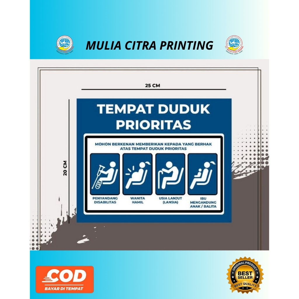 Jual CETAK STIKER TEMPAT DUDUK PRIORITAS SIGN RAMBU K3 | Shopee Indonesia