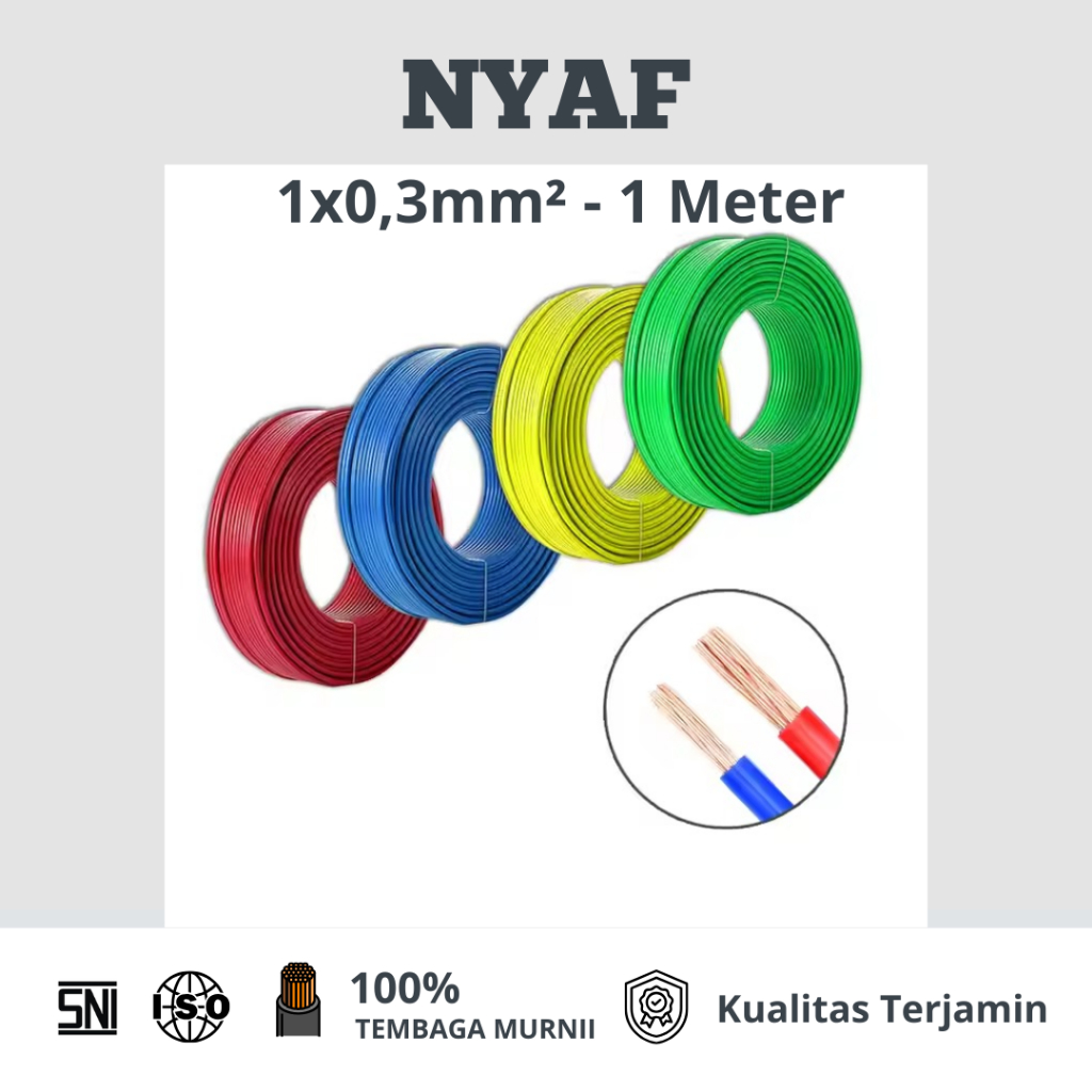 Jual SOBEN Kabel Listrik Serabut NYAF 1X0,3mm² 1 Meter - Fleksibel & Berkualitas untuk Instalasi ...
