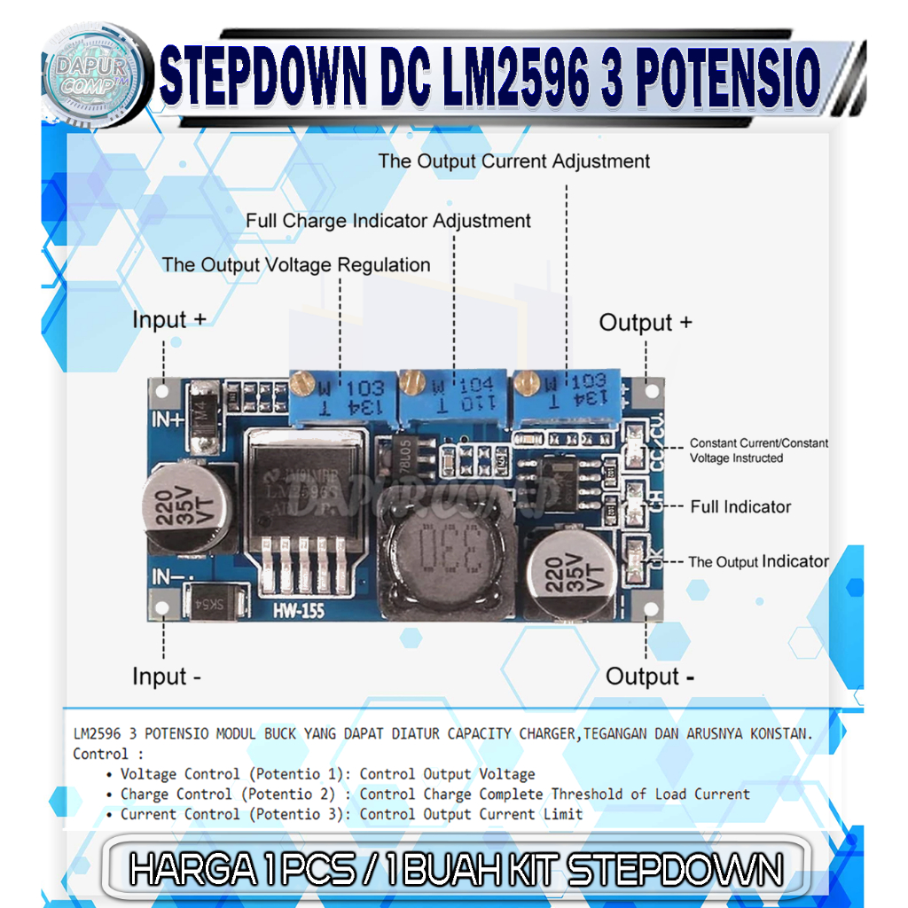 Jual STEP DOWN DC LM2596 3 POTENSIO ADJUSTABLE MODUL STEPDOWN BUCK | Shopee Indonesia