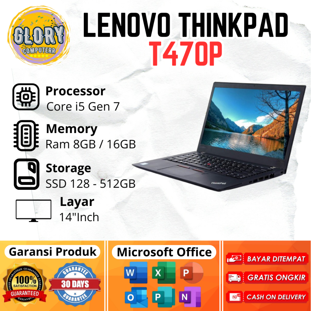 Jual Lenovo Thinkpad T470p Core i5 Gen 7 Ram 8GB / 16GB SSD 128GB ...