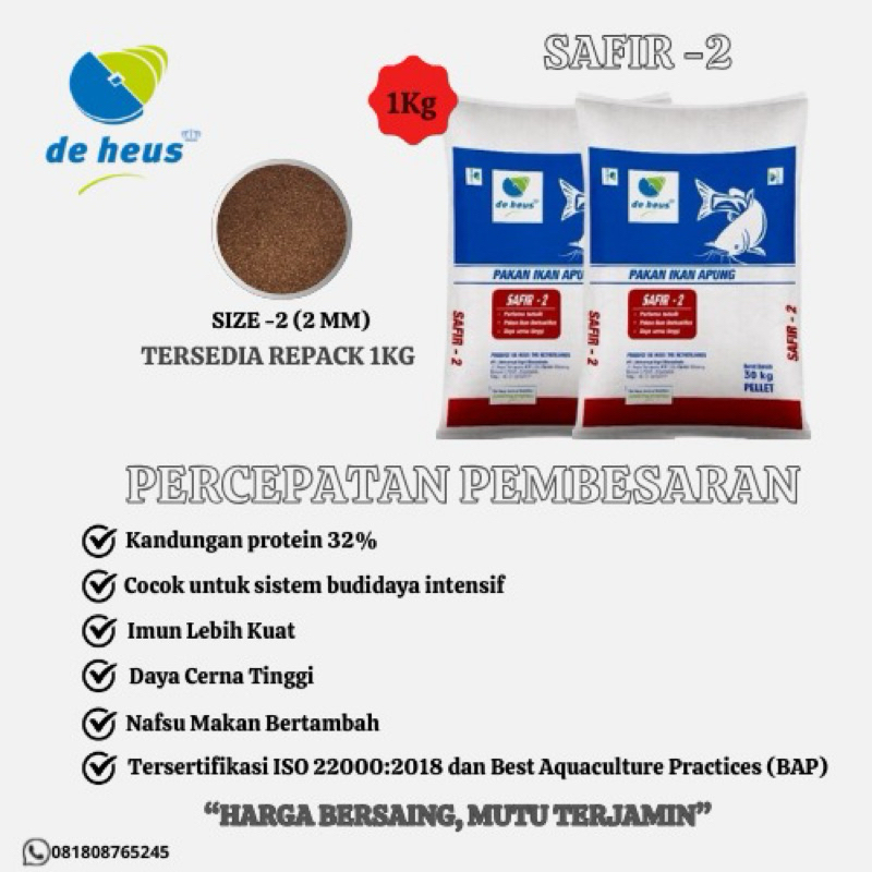 Jual Safir -2 2MM pakan ikan Lele, Gurame, Nila & Koi || Repack 500gr ...