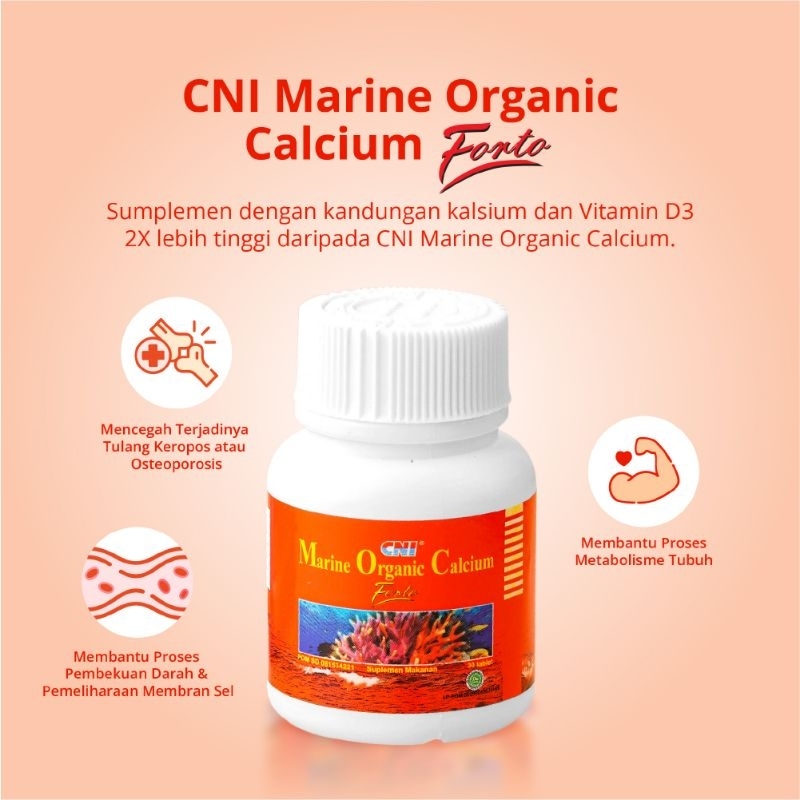 Jual CNI MARINE ORGANIC CALCIUM FORTO ASLI DARI CNI 400MG CALC/TABLET ...