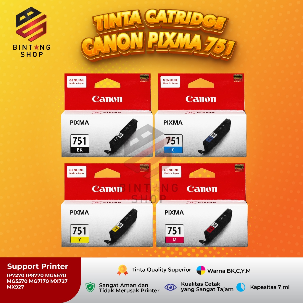 Jual Tinta Cartridge Canon 751 For Printer IP7270 IP8770 IX6770 IX6870 ...