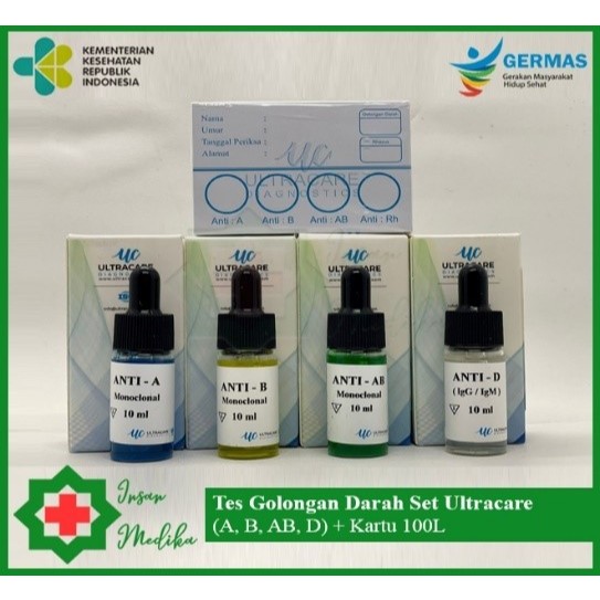 Jual Tes Golongan Darah 1 Set UltraCare Diagnostics + Kartu | Shopee ...