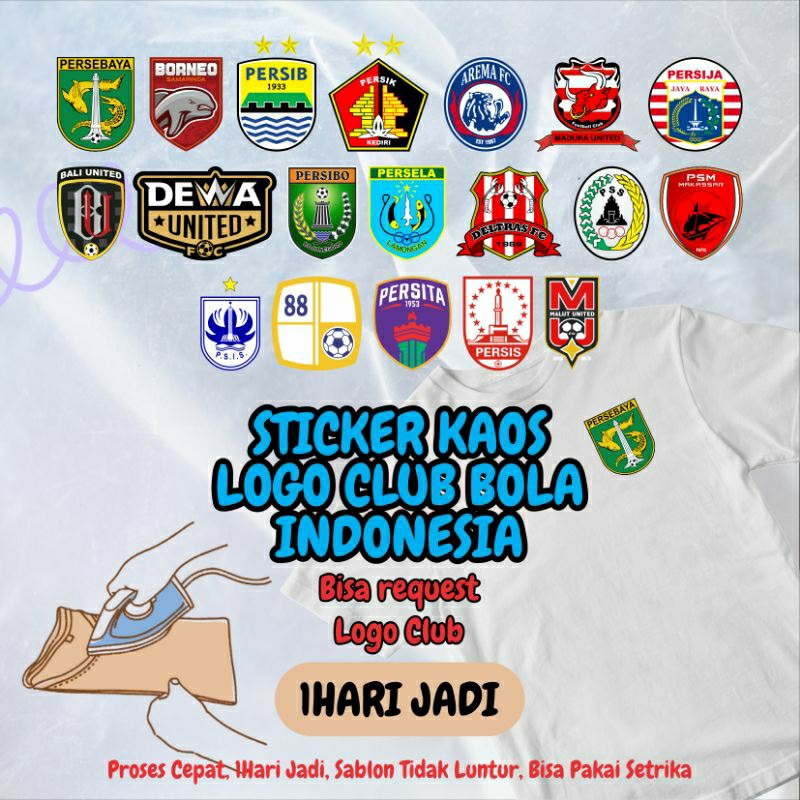 Jual Sticker Kaos Logo Club Bola Indonesia Tinggal Setrika DTF logo ...