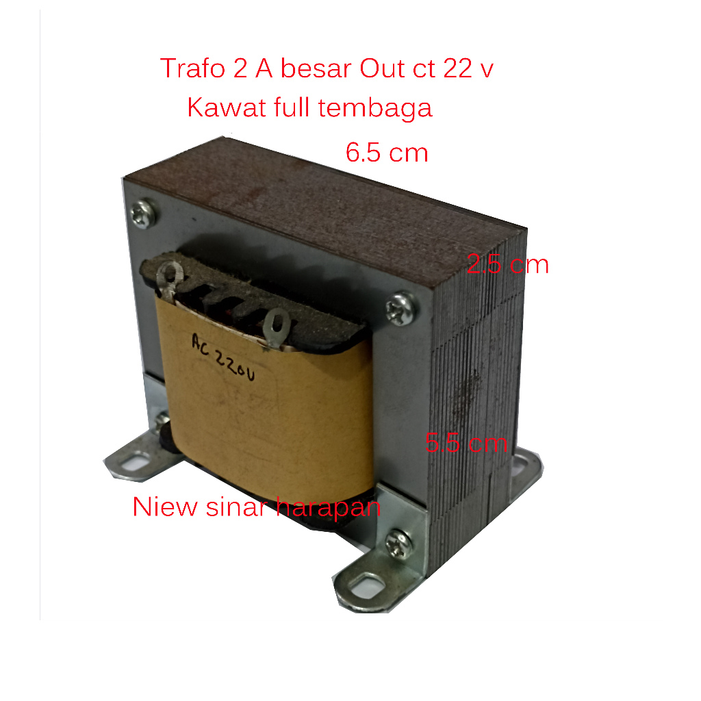 Jual Trafo 2 Amper besar Output ct 22 v Trafot Full Tembaga 6.5 x5.5x2 ...