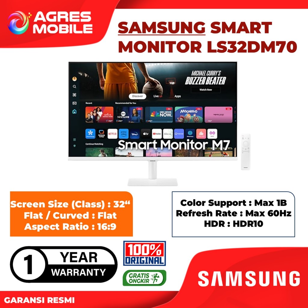 Jual Samsung Smart Monitor M7 LS32DM70 32" 4K UHD HDMI HDR10 with ...