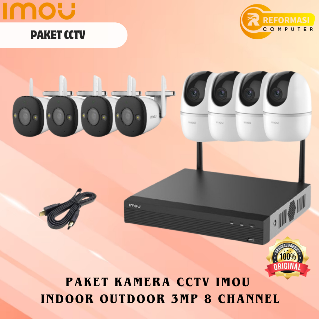 Jual IMOU PAKET IP CAM KAMERA CCTV IMOU INDOOR OUTDOOR 3MP 8 KAMERA ...