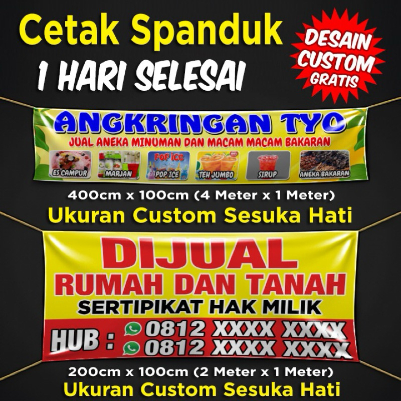 Jual Cetak Spanduk /Banner Custom (Free Desain) | Shopee Indonesia