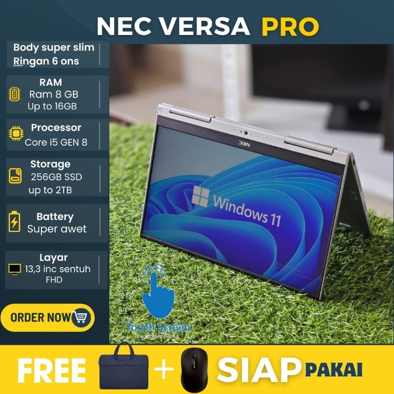 Jual Laptop Nec Versapro i5 gen 8 ram 8GB SSD 256GB Touch FHD flip 360° win 11 - siap pakai ...