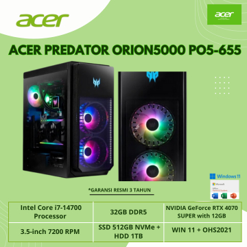Jual Acer Predator Orion5000 POS-655 Intel Core i7-14700 Processor 32GB ...
