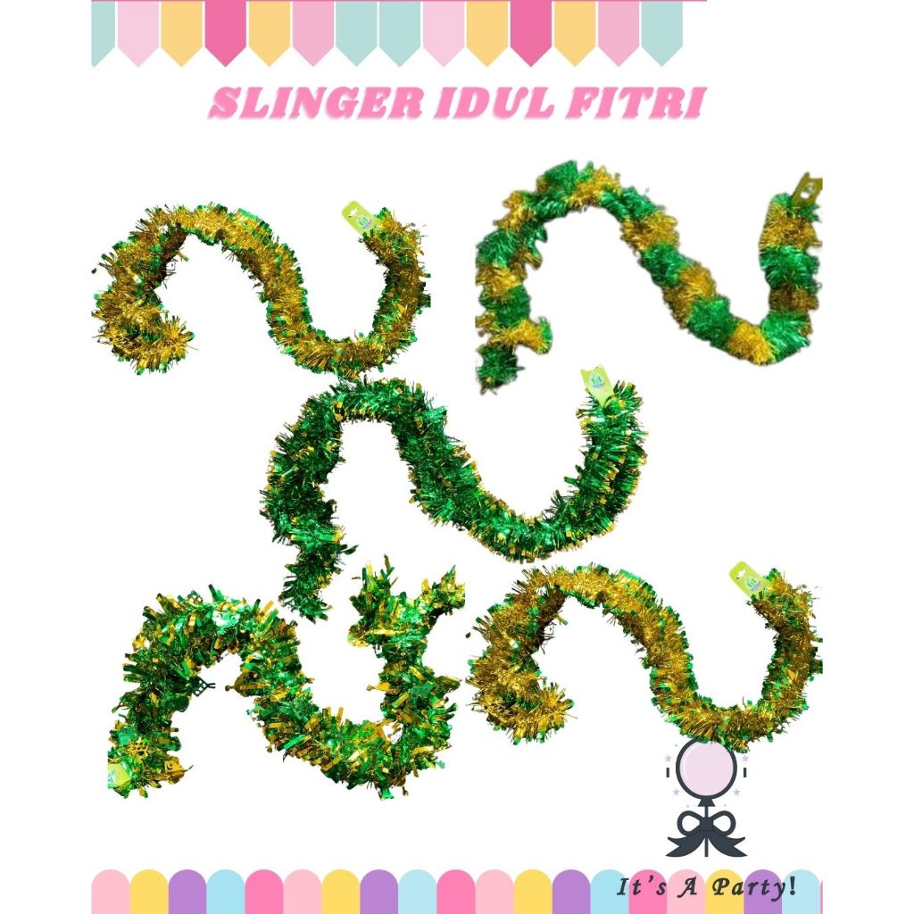 Jual Slinger Rumbai Idul Fitri Lebaran 2m Slinger Ramadhan Tinsel Motif ...