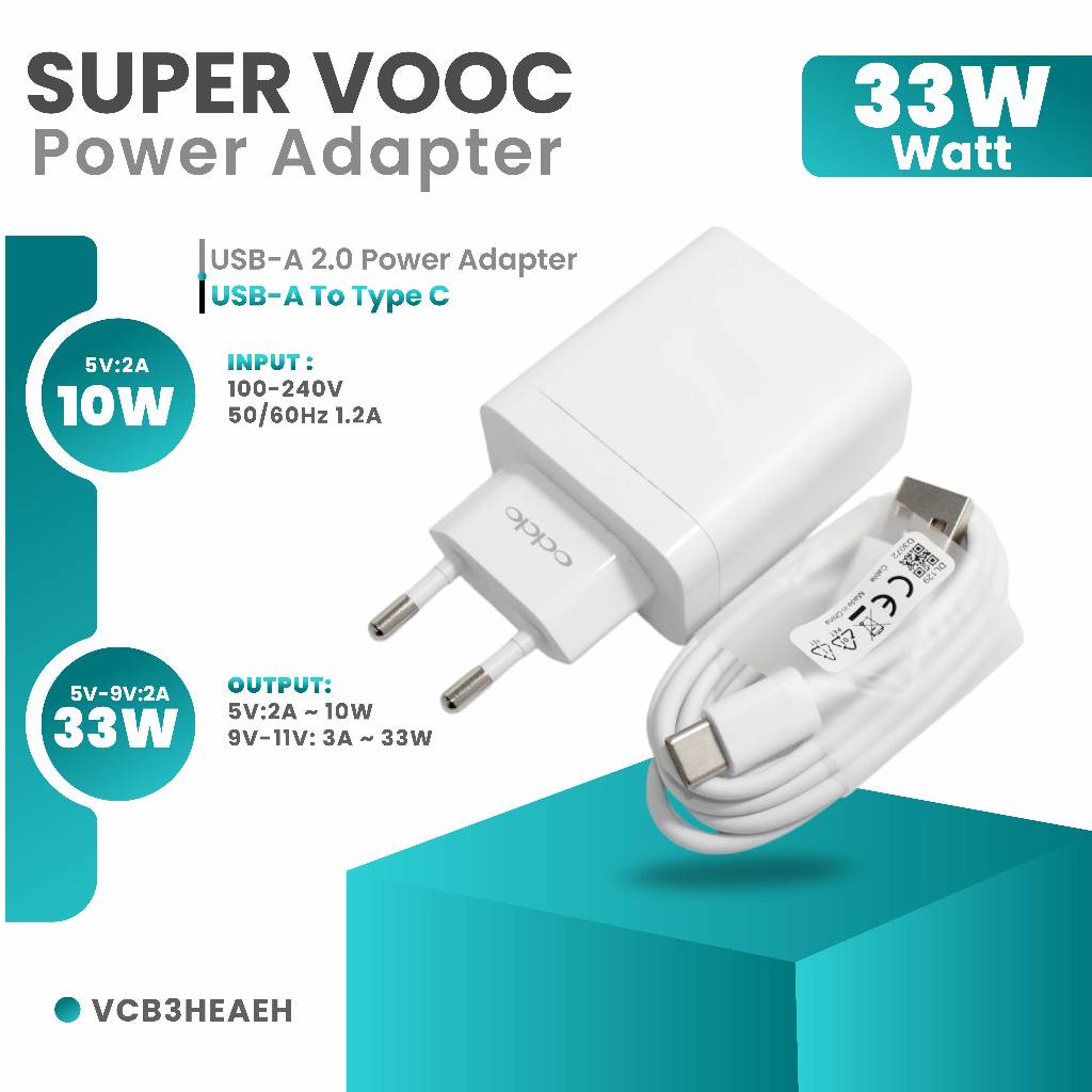 Jual Charger Oppo 33Watt Super Vooc Charger Type C For Oppo Fast ...