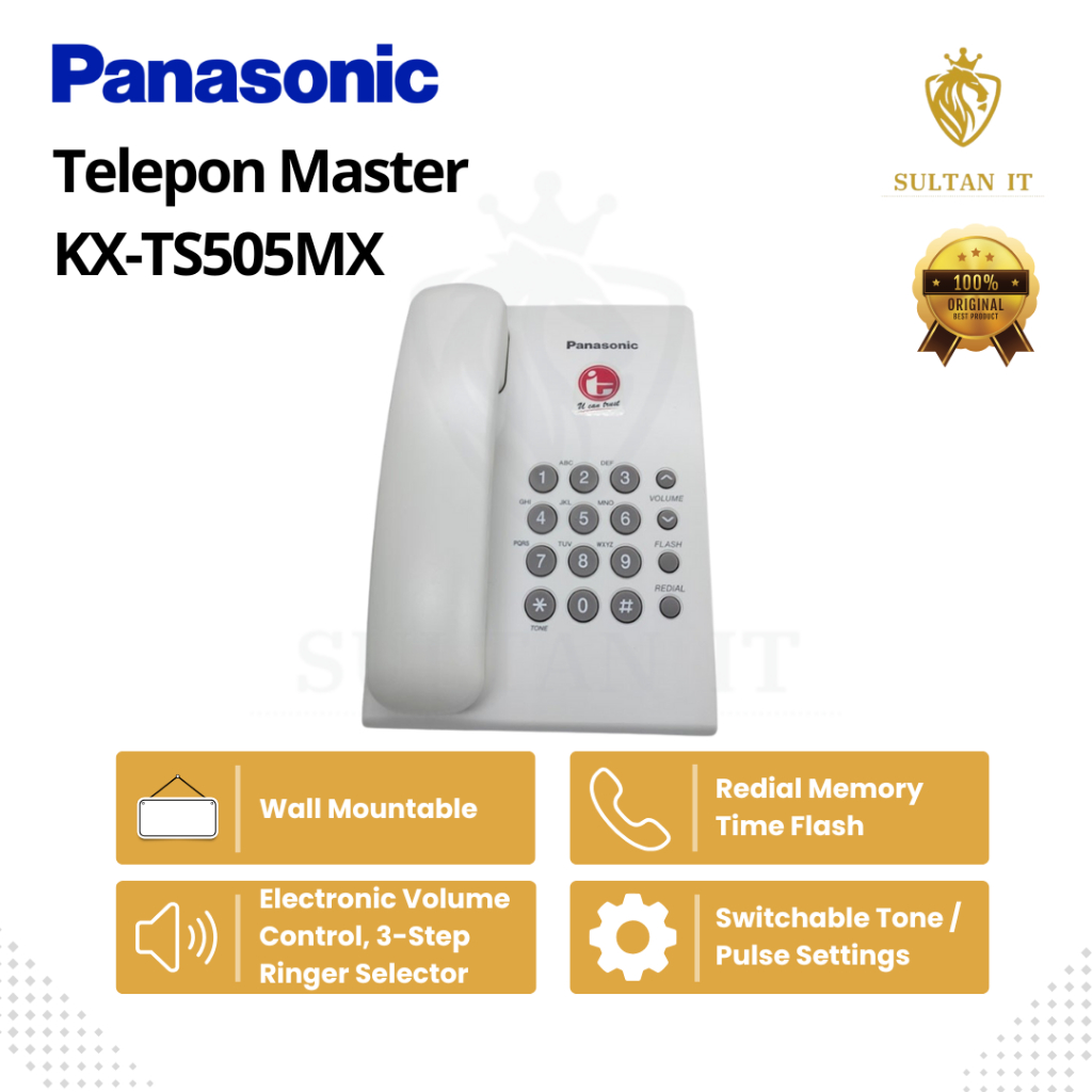 Jual Panasonic KX-TS505MX Telephone Kabel Rumah Kantor / TELEPON PANASONIC KX-TS840ND Original ...