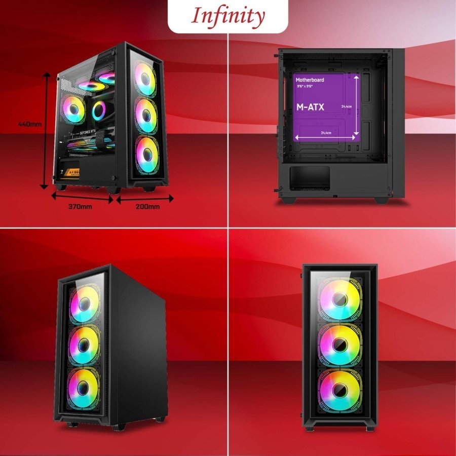 Jual CASING INFINITY VESTA V4 + 3 FAN RGB Micro ATX Gaming Case ...