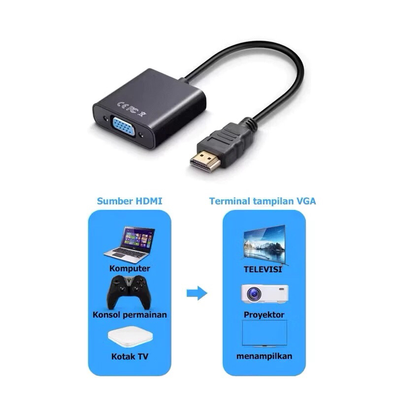 Jual converter Hdmi To VGA kabel HDMI to vga hdmi to vga converter | Shopee Indonesia