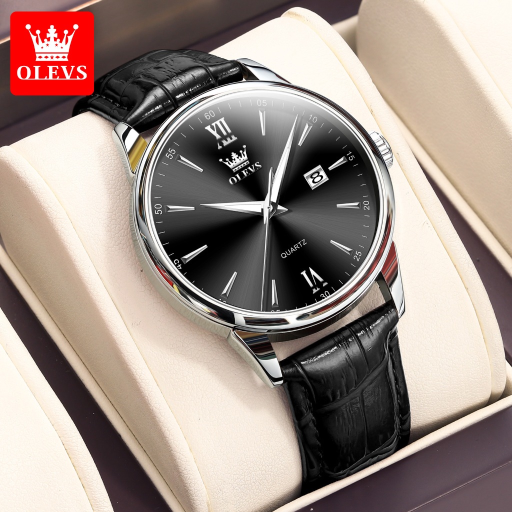 Jual OLEVS Jam Tangan Pria Original Anti Air Tahan Kulit Analog Men ...