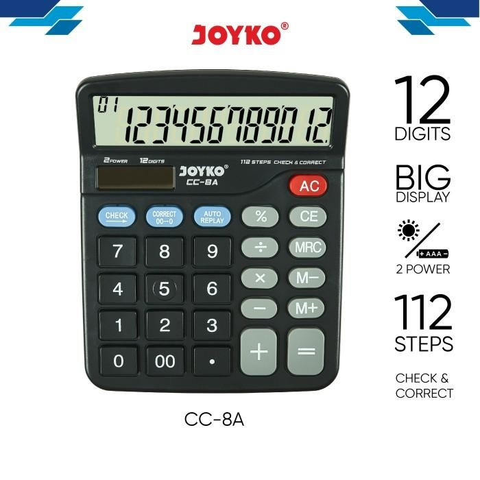 Jual Calculator Kalkulator Joyko CC-8 12 Digits Check Correct | Shopee ...