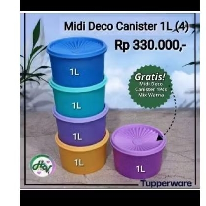 Jual midi deco canister 1 liter tupperware(1pcs) | Shopee Indonesia